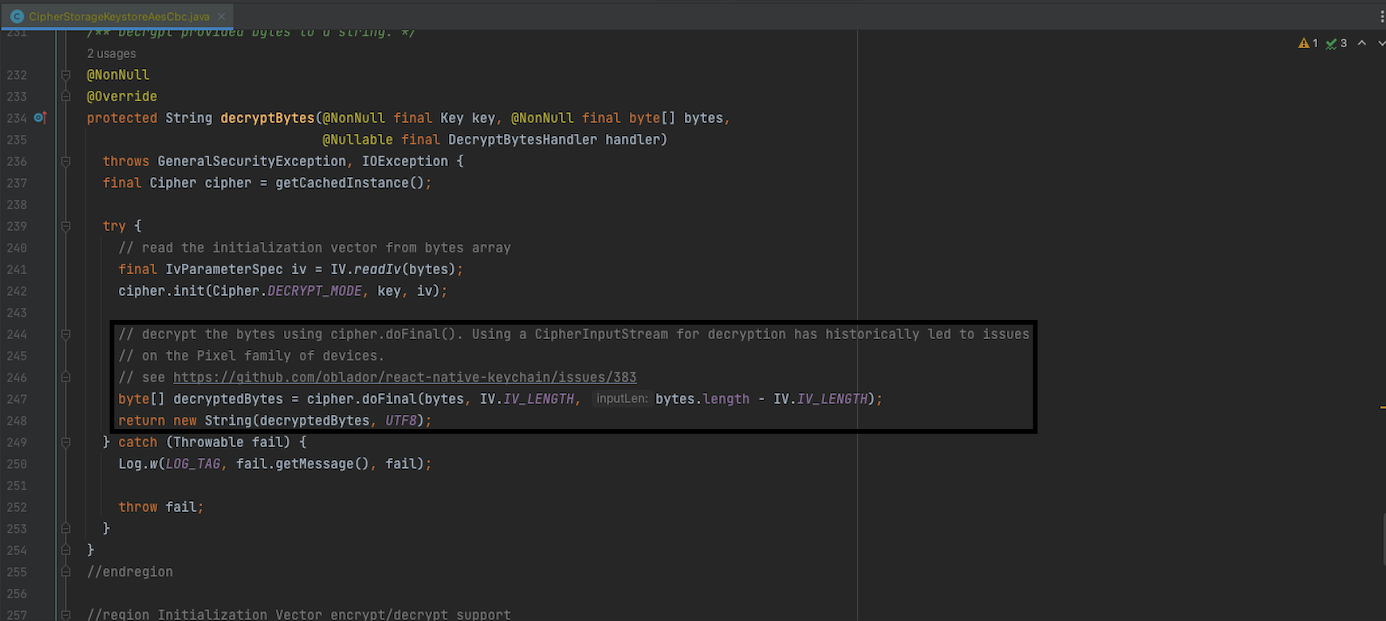 `E_CRYPTO_FAILED` on Android 13 and Pixel phones. AES crashing out while decrypting. · Issue ...