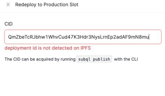 Unable To Deploy Project With Cli Published Ipfs Cid · Issue 1347 · Subquerysubql · Github 