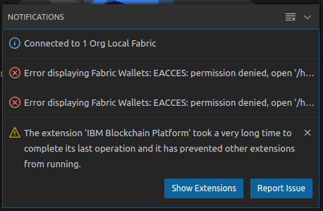 EACCES error starting 1 Org Network · Issue #2156 · IBM-Blockchain/blockchain-vscode-extension ...