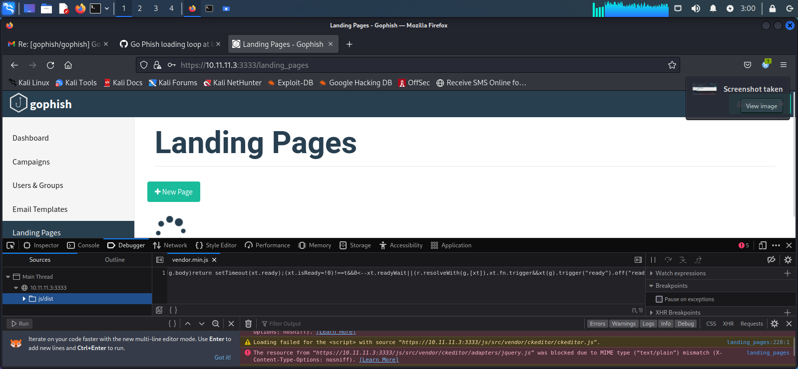 Go Phish loading loop at landing pages · Issue #2596 · gophish/gophish · GitHub