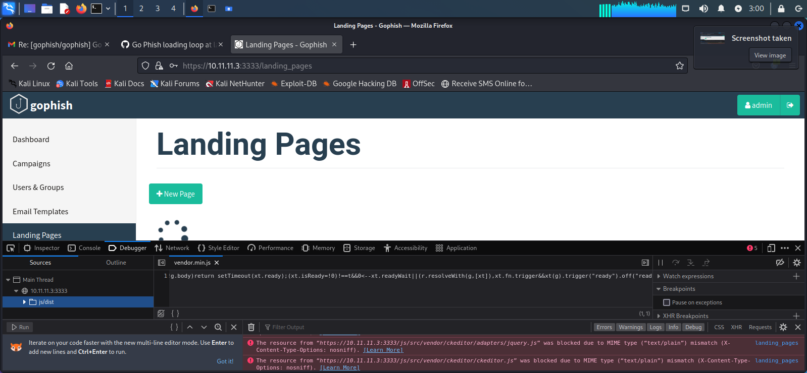 Go Phish loading loop at landing pages · Issue #2596 · gophish/gophish · GitHub