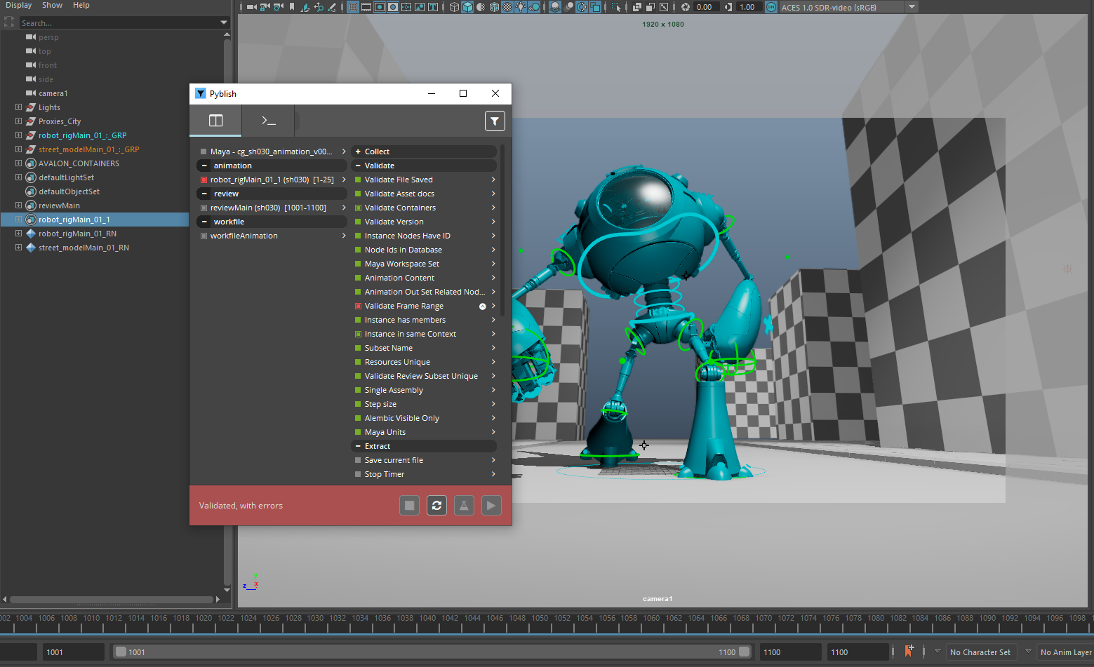 Maya: Frame range validator gets error during publish of animation when shot range was changed ...