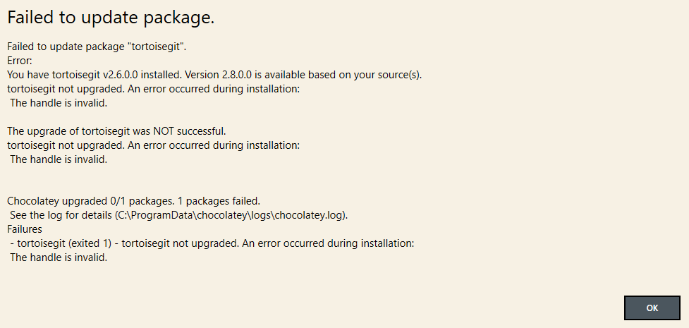 Pre-release v0.17 cannot update packages anymore: "The handle is invalid" · Issue #659 ...