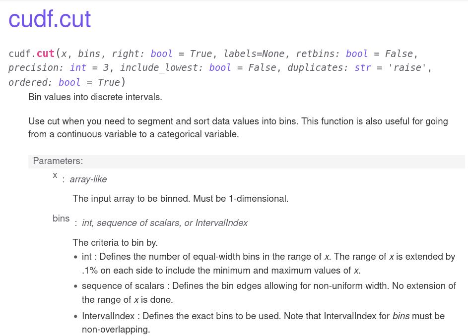 [bug] Cudf Cut Does Not Accept Sequence Of Scalars · Issue 12791 · Rapidsai Cudf · Github