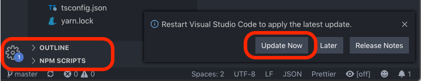 Update Notification never go away. Restart never bring the IDE back up ...