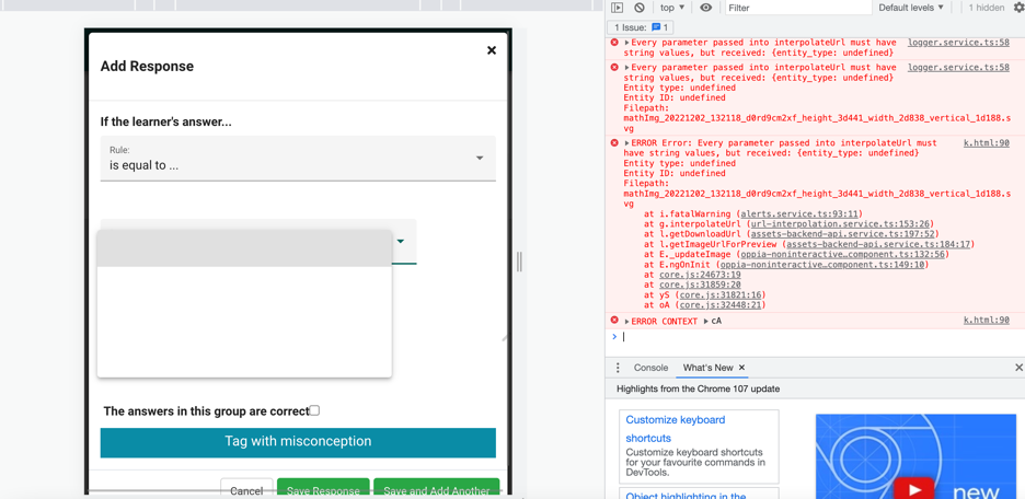 [BUG]: [Question editor] Error in posting the response of multiple choice fraction questions ...