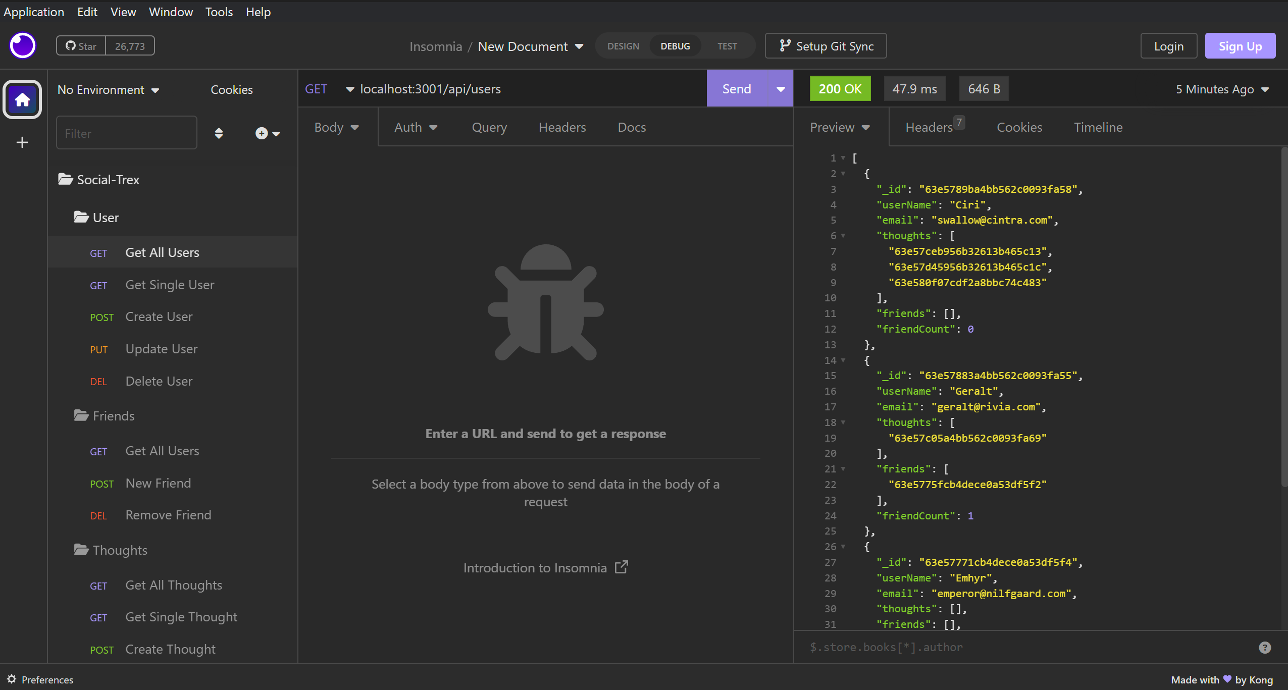 GitHub - adinair007/social-Trex: An API for a social network web application; where users can ...