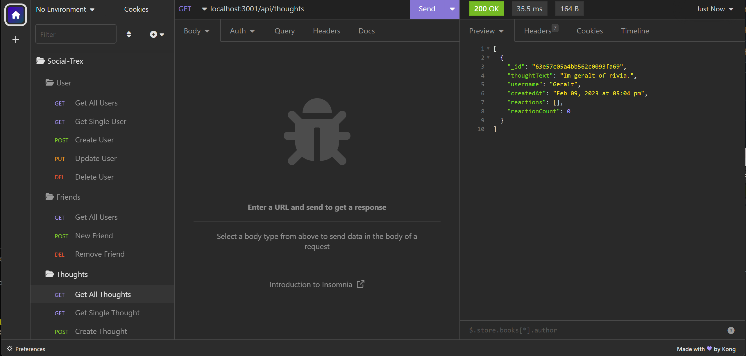GitHub - adinair007/social-Trex: An API for a social network web application; where users can ...