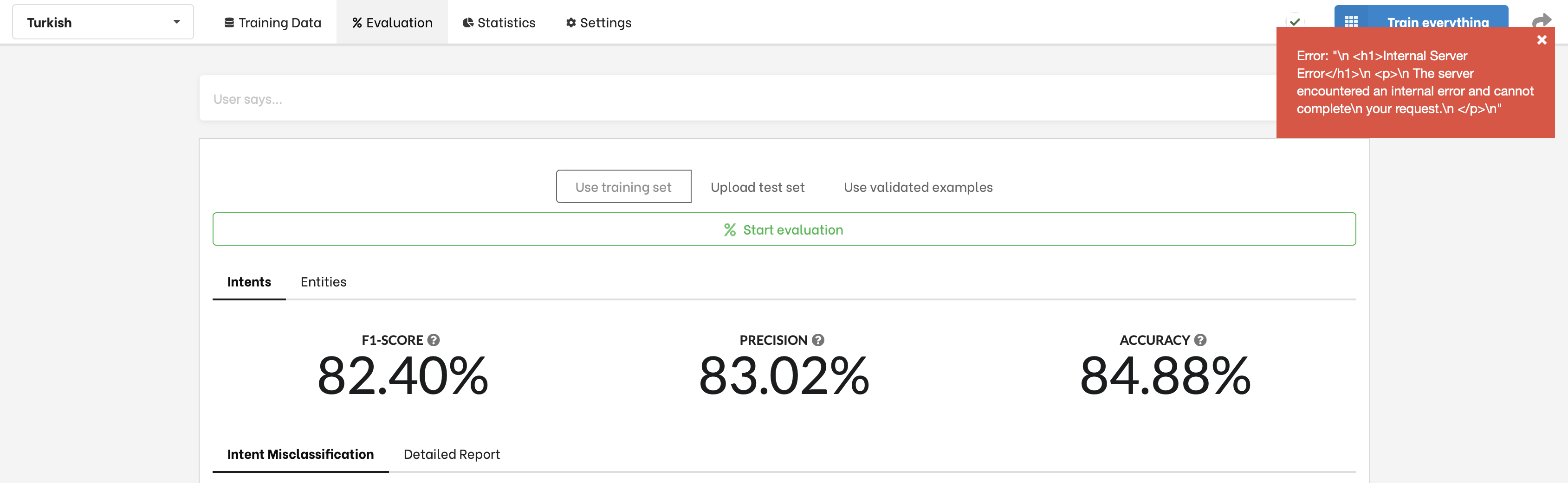 Start Evaluation Internal Server Error · Issue #681 · botfront/botfront · GitHub