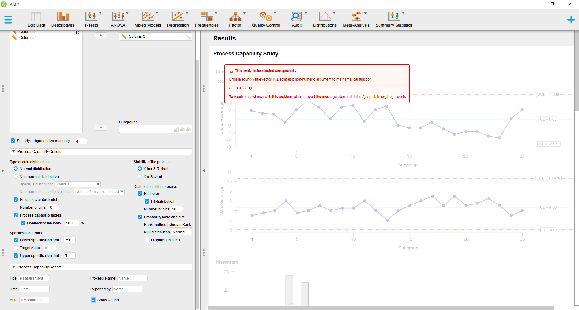 [Bug]: unexpected error in Process Capability Study of jaspProcessControl · Issue #1817 · jasp ...