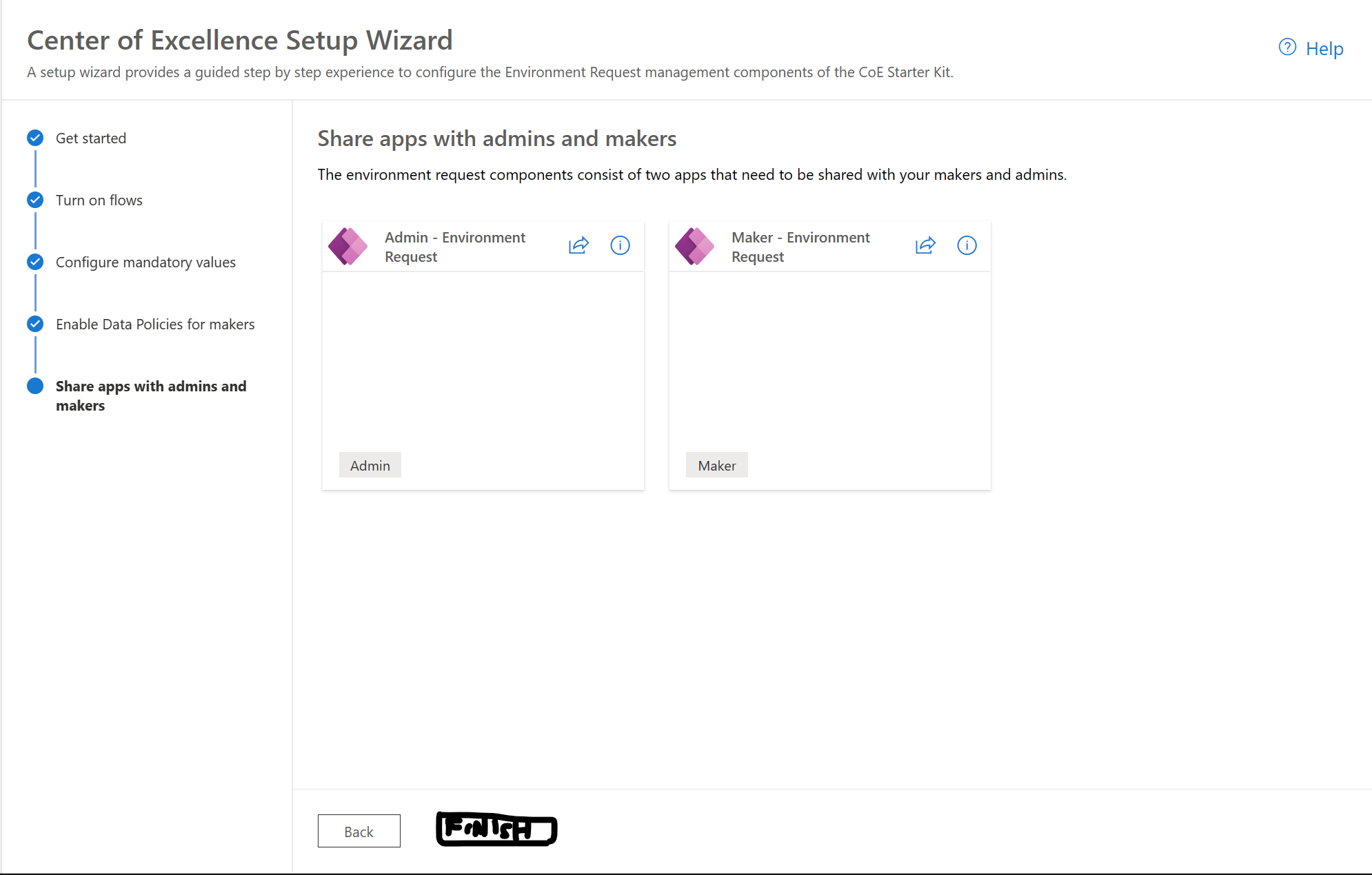 [CoE Starter Kit - Feature]: Finish button on each setup wizard in More Features .. · Issue ...