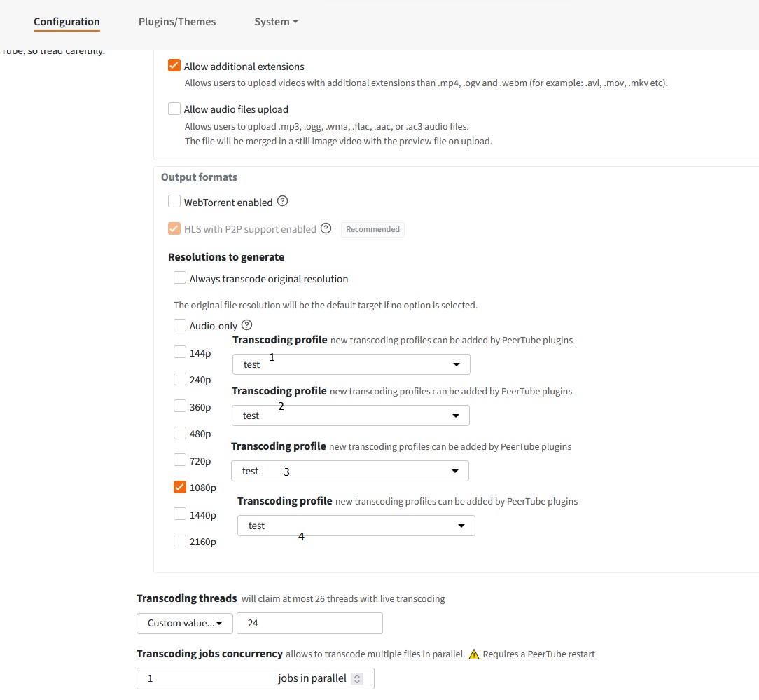 Different encoding profiles for resolutions / FPS · Issue #5672 · Chocobozzz/PeerTube · GitHub