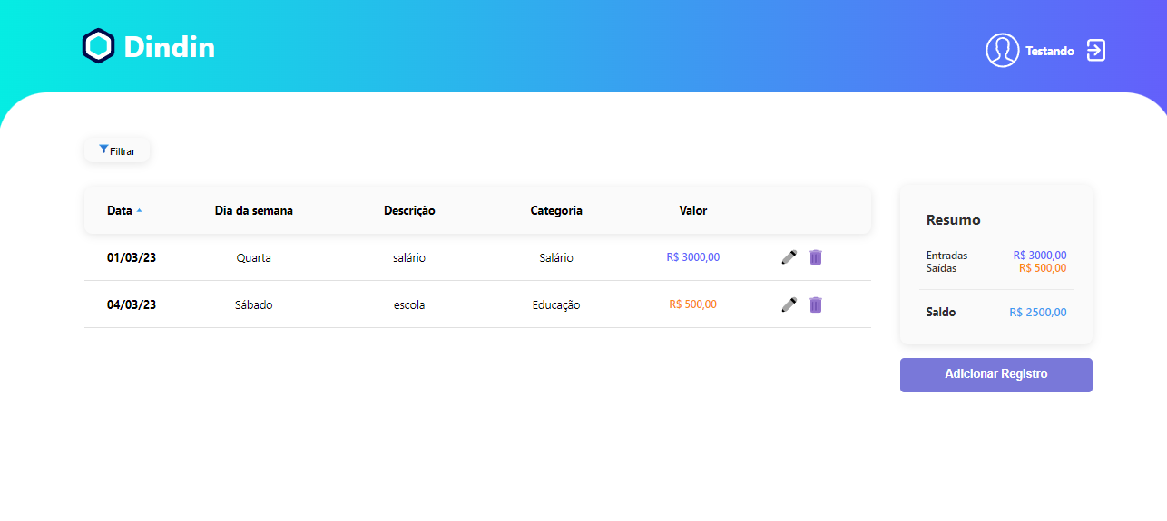 GitHub - guilhermeabraao/Dindin-Controle-de-financas