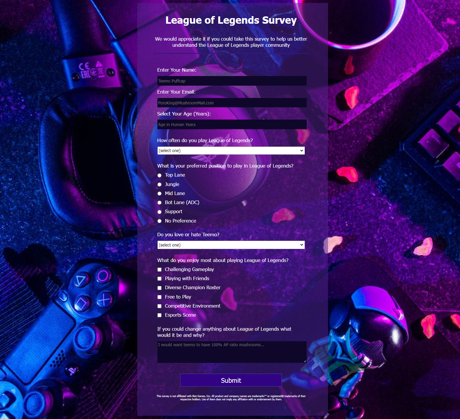 GitHub - elliezub/league-of-legends-survey: My first project!