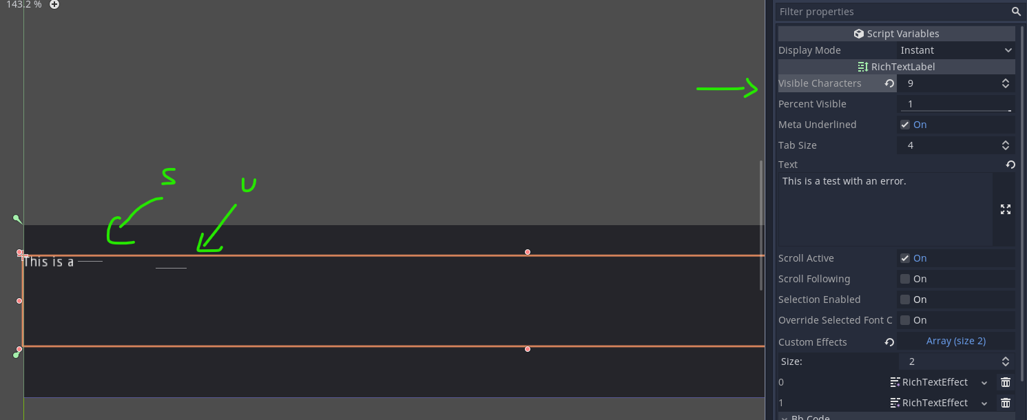 RichTextLabel underlining does not respect visible character · Issue #21637 · godotengine/godot ...