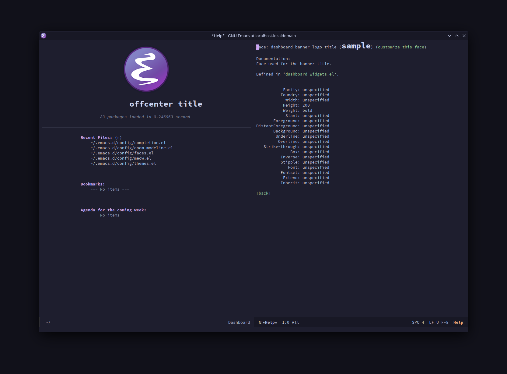 Changing face height of title breaks centering · Issue #426 · emacs-dashboard/emacs-dashboard ...