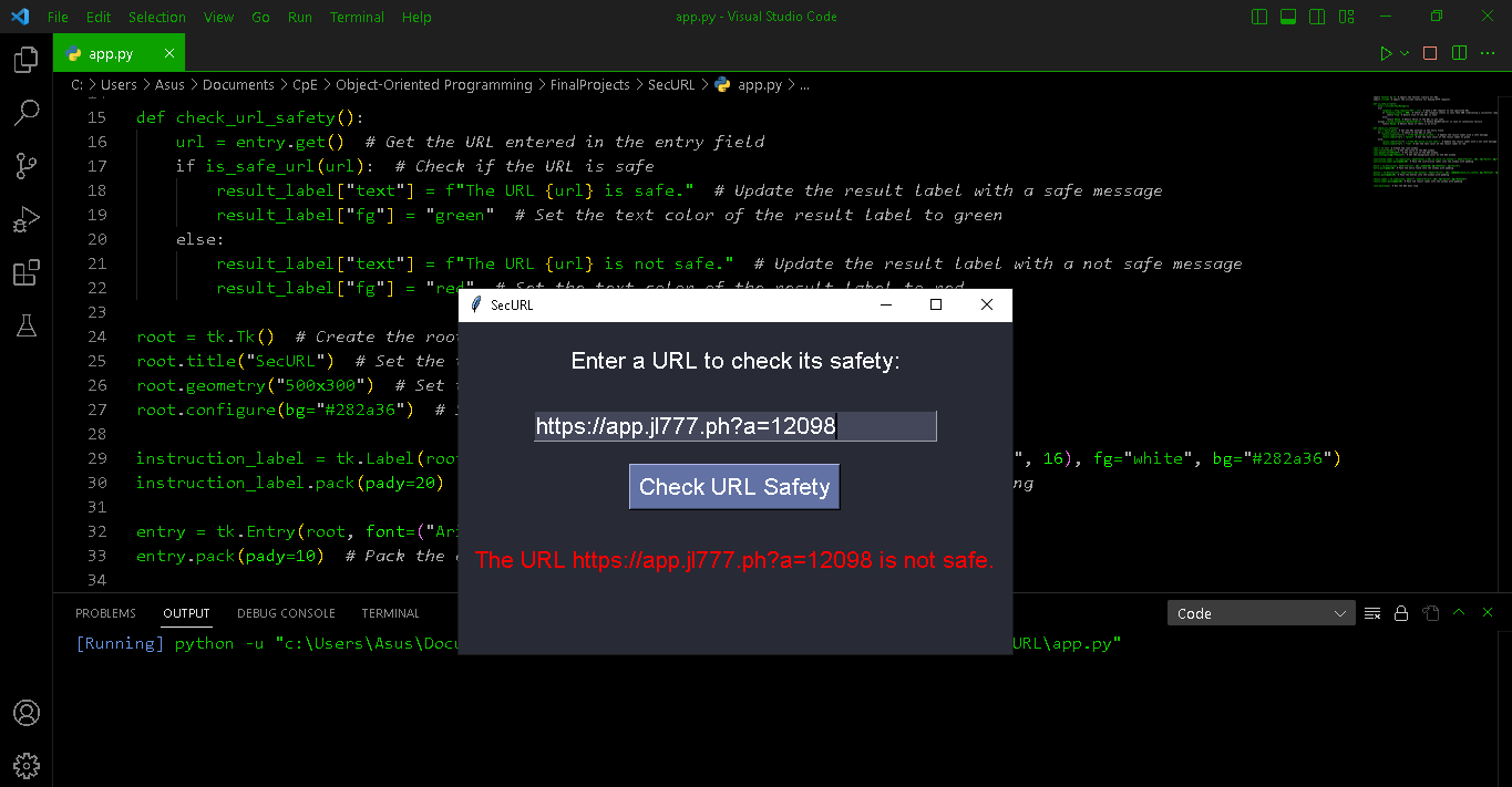 GitHub - JohnMartin0301/SecURL: A simple GUI app built using Python that checks if a URL/Link is ...