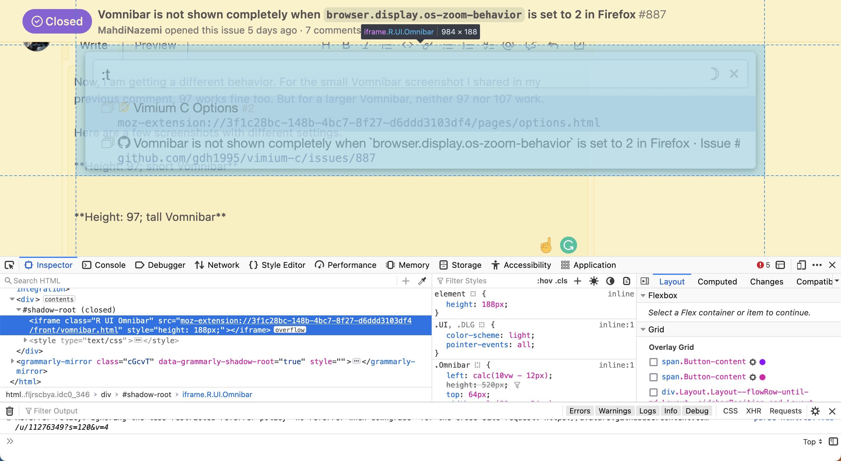 Vomnibar is not shown completely when `browser.display.os-zoom-behavior` is set to 2 in Firefox ...