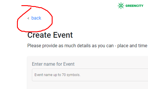 [Create Event] 'Back' button is of color blue and width of Create Event ...
