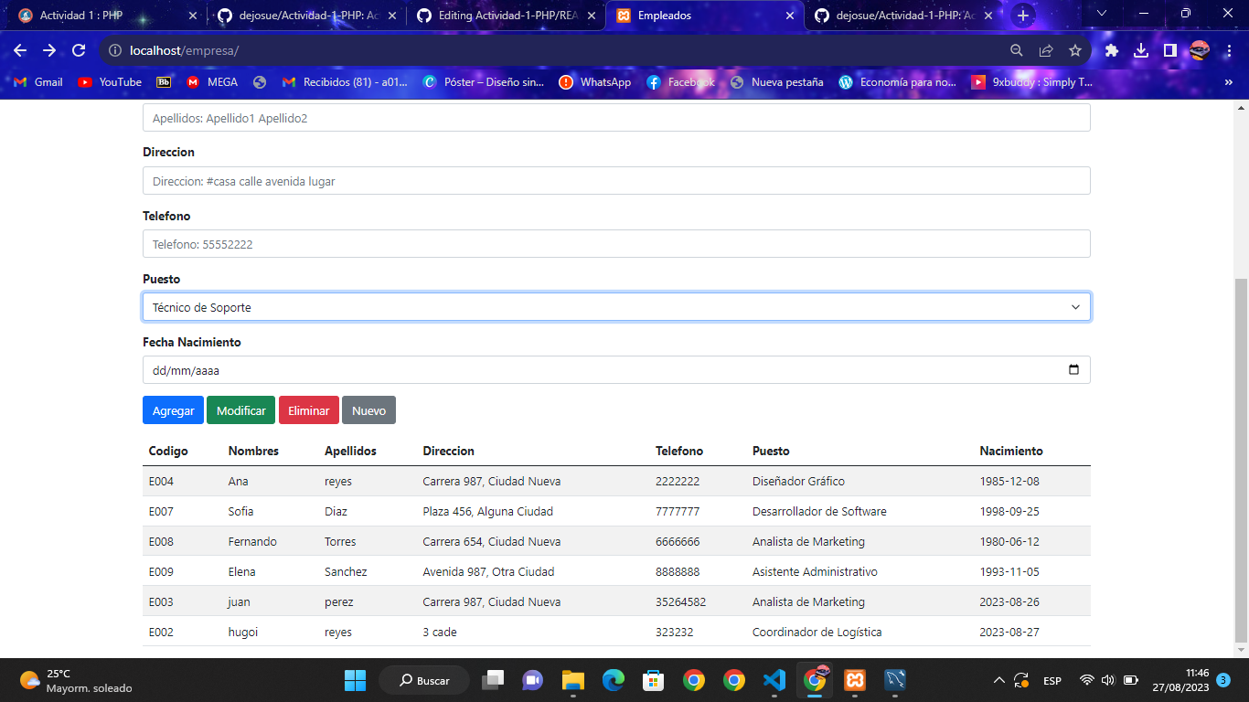 GitHub - dejosue/Actividad-1-PHP: Actividad 1 : PHP