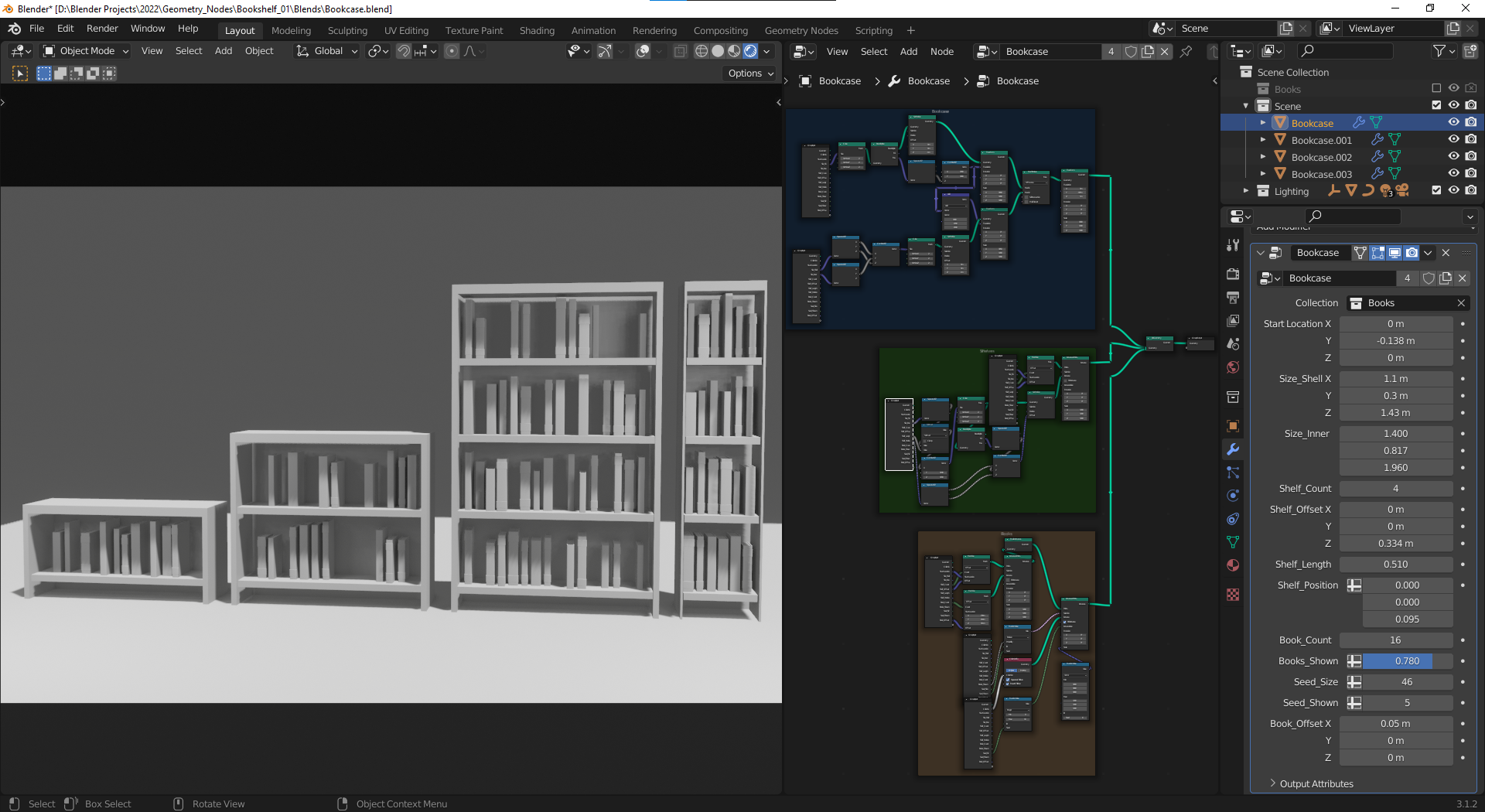 GitHub - Mainman002/Geo-Nodes-Bookcase: A procedural bookcase using blender 3.1 geometry nodes.