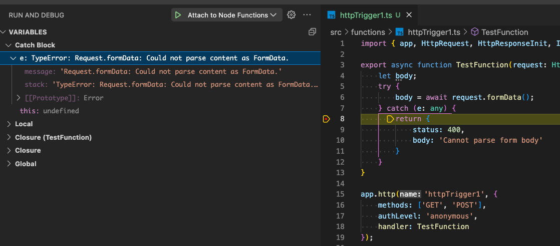 Uncatchable Exception Parsing Formdata · Issue 70 · Azureazure Functions Nodejs Library · Github