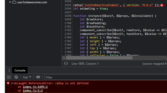 Error when using sourcemap for reporting an error: Can't resolve original location of error ...
