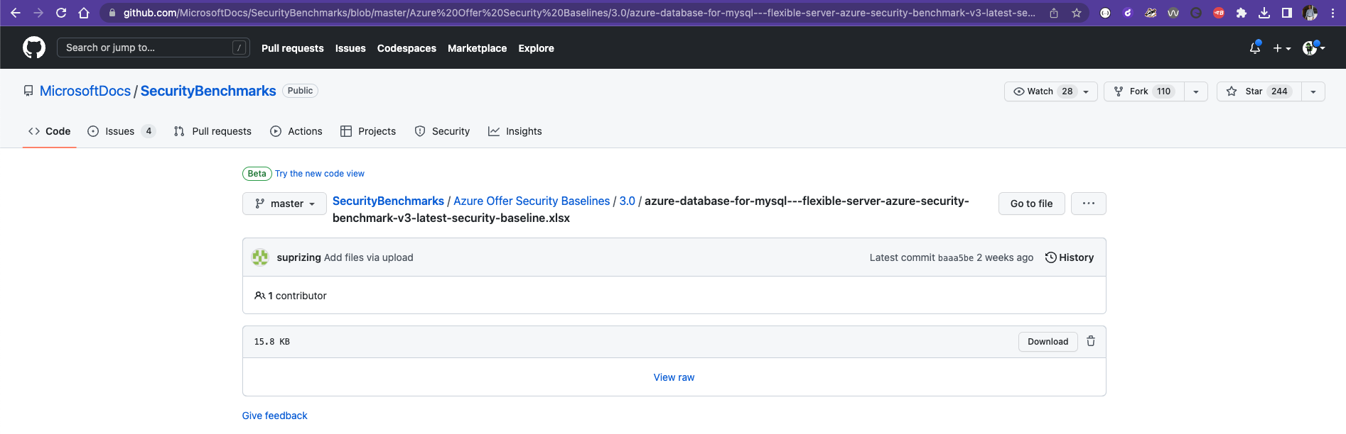 Broken link - Azure Database for MySQL - Flexible Server security baseline mapping file · Issue ...