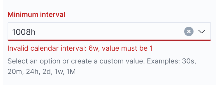 Date histogram minimum interval cannot be multiple of weeks · Issue ...