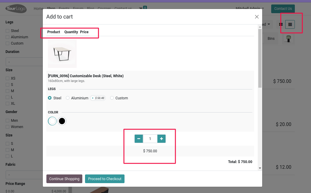 [V16] UI Issue in website frontend "Quantity and Price" field should be in proper manner · Issue ...