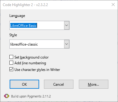 Change Code Style in LibreOffice Writer without Rerunning Pygments · Issue #8 · jmzambon ...