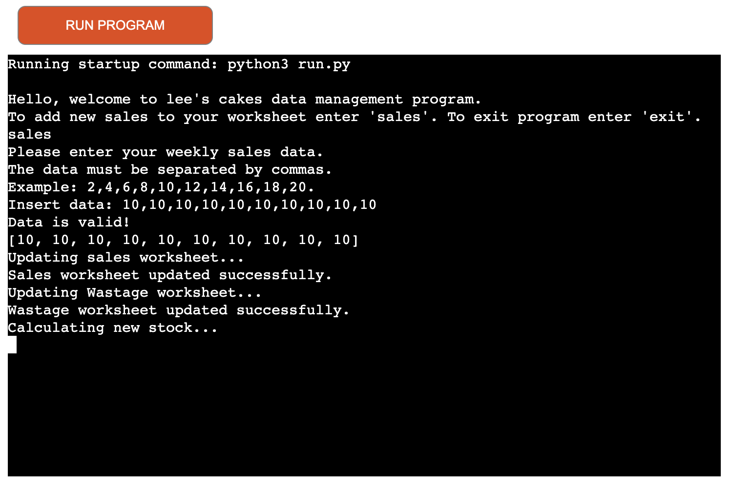 GitHub - Sofia-Bourdon/lees-cake-shop: A Python-based command-line program running on a Heroku ...