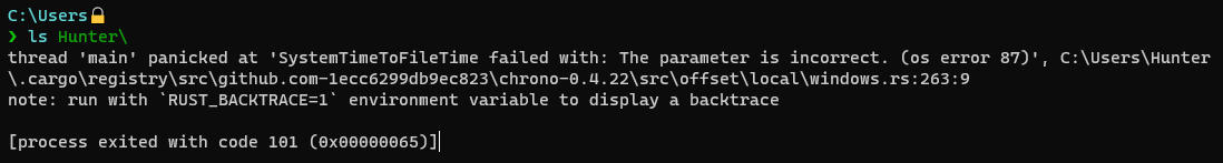 Nushell crashes when displaying user folder · Issue #6574 · nushell/nushell · GitHub