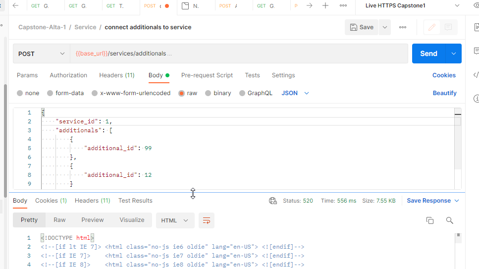 validasi check connect service addtionals jika service id, additional ...