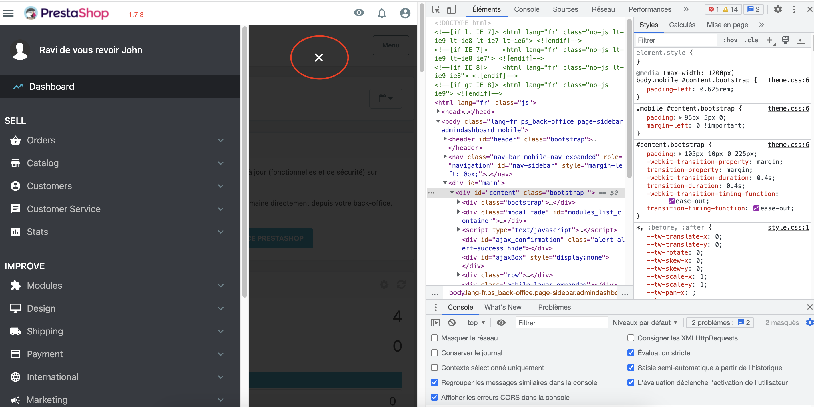 BO - Responsive - Cross to close the menu on tablets/mobile screen is ...