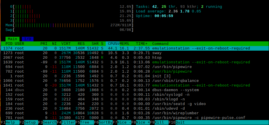 [RPi3B+][beta 36] High Cpu usage in EmulationStation. · Issue #7686 · batocera-linux/batocera ...