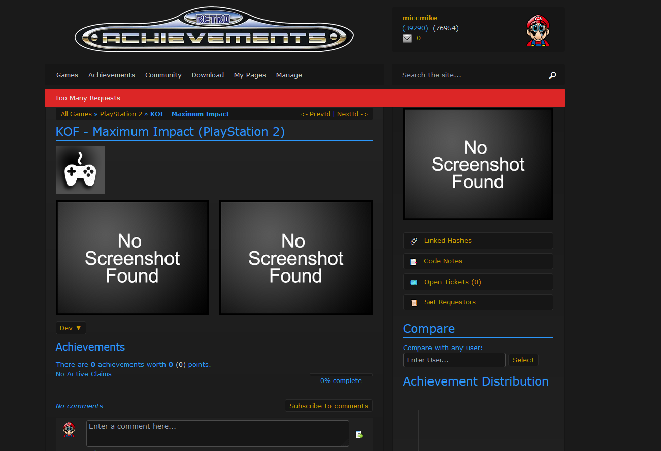 Too Many Requests error when switching pages · Issue #1227 · RetroAchievements/RAWeb · GitHub