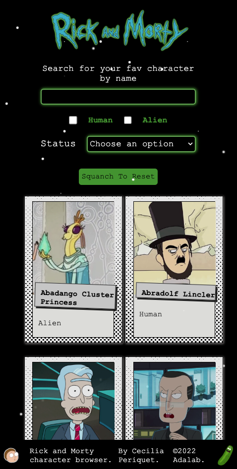 GitHub - CeciPeriquet/Rick-and-Morty-character-browser: Rick and Morty ...