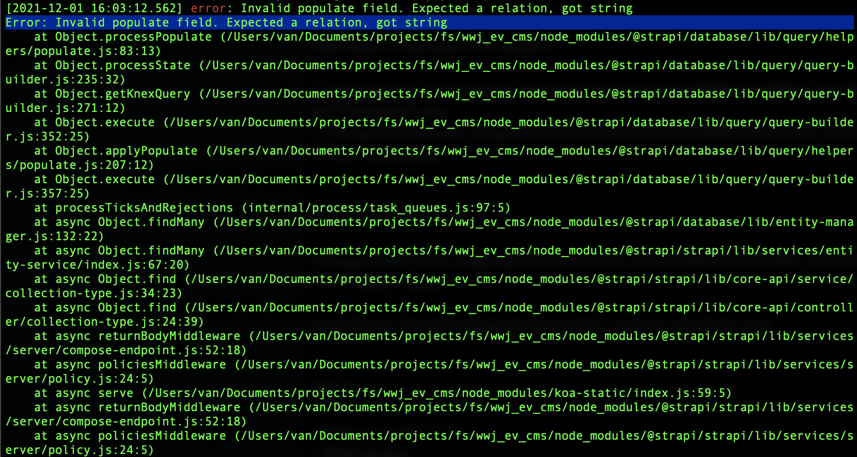[v4] When trying to use "?populate=user.username" on REST API GET, Error: Invalid populate field ...