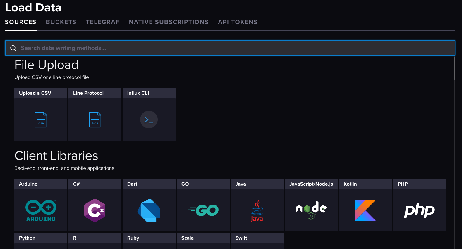 The Arduino option on the Load Data page should take users to the new Arduino Onboarding wizard ...