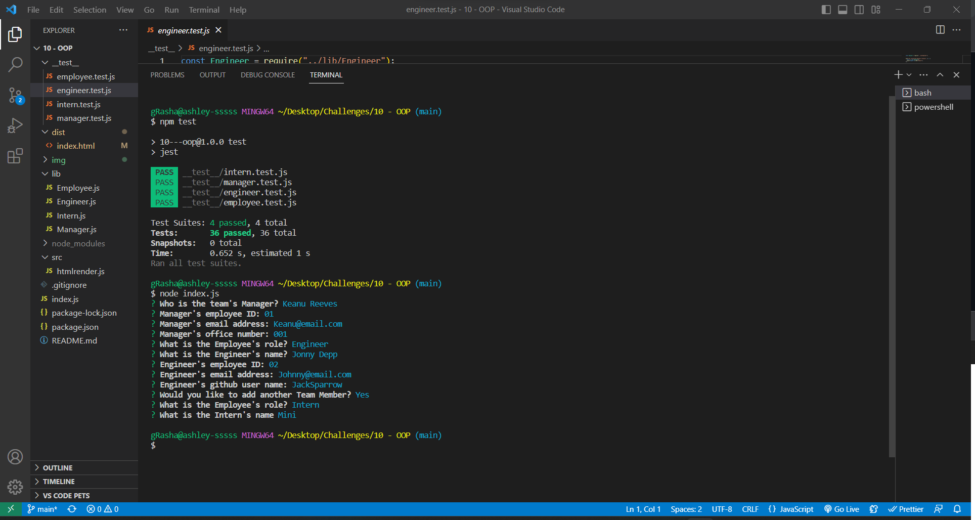 GitHub - miniigrace/10--Team-Profile-Generator