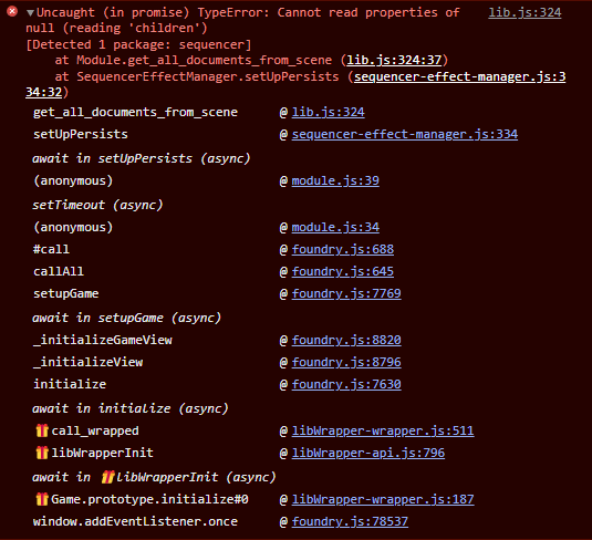 Error in console · Issue #101 · fantasycalendar/FoundryVTT-Sequencer ...