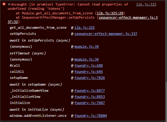 Error in console · Issue #102 · fantasycalendar/FoundryVTT-Sequencer · GitHub