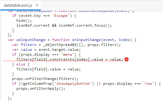 Datatable Filtering Fails With Single Filter In Menu Mode · Issue 