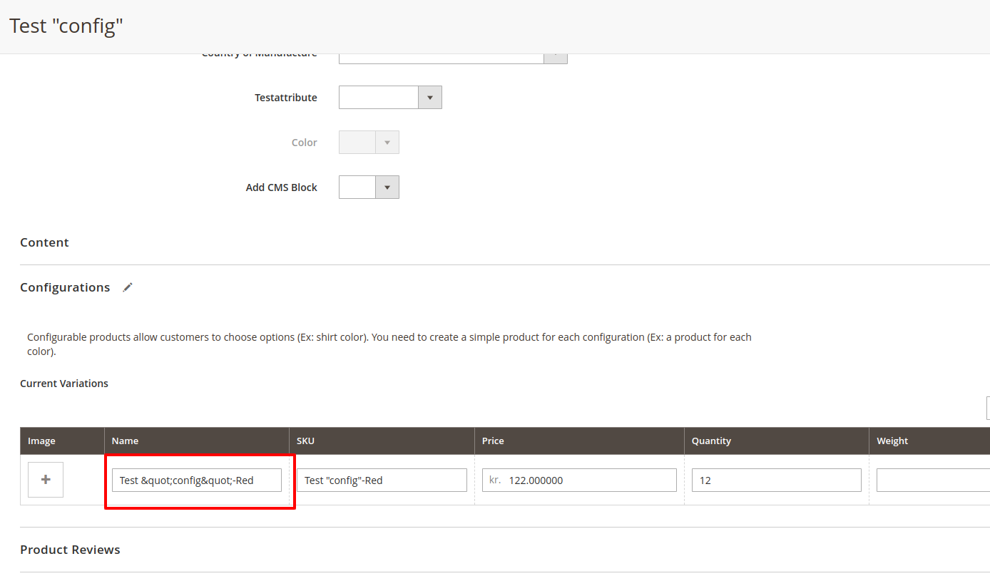 Special characters in configurable associate product name are being Converted to HTML Entities ...