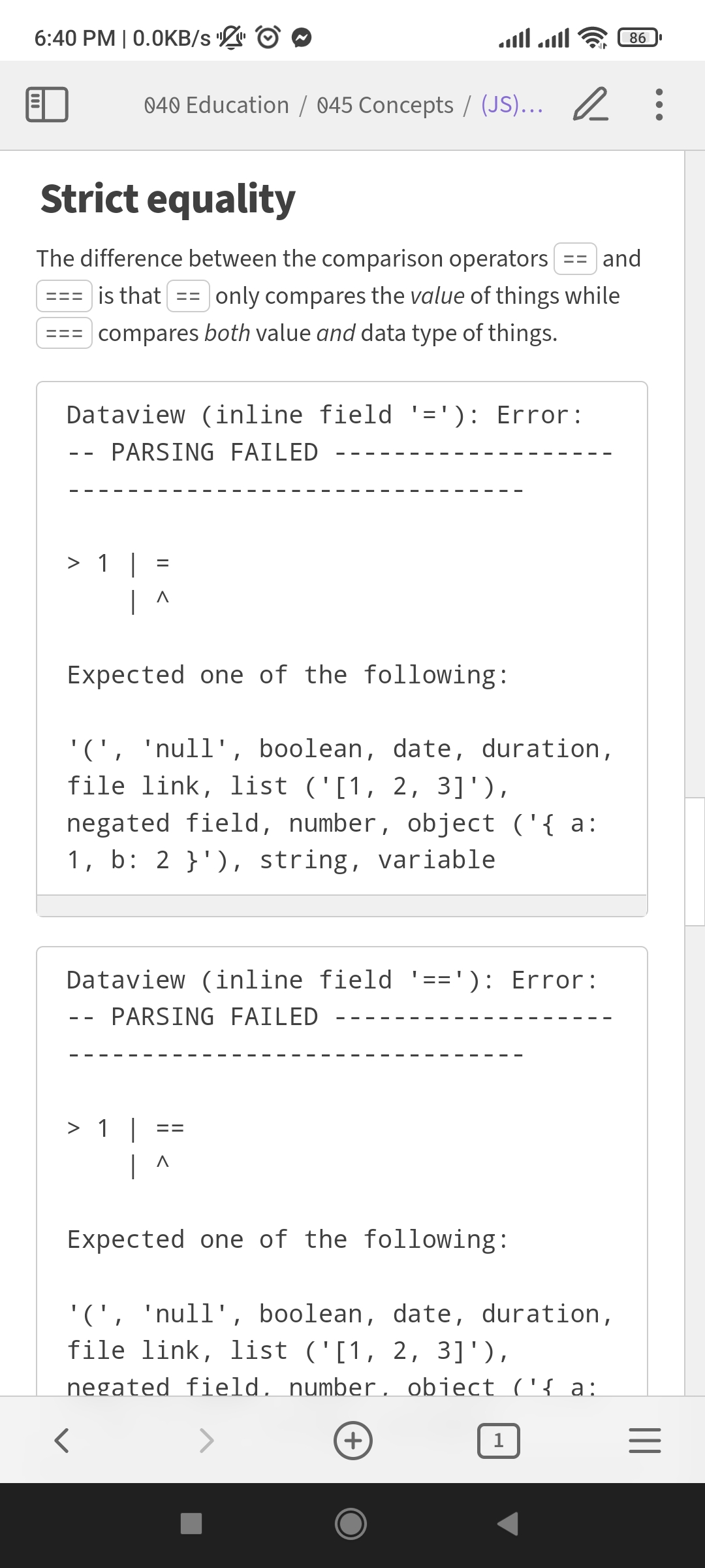 Dataview Parsing Error after lines that contain "`==`" or "`===`" · Issue #1740 · blacksmithgu ...