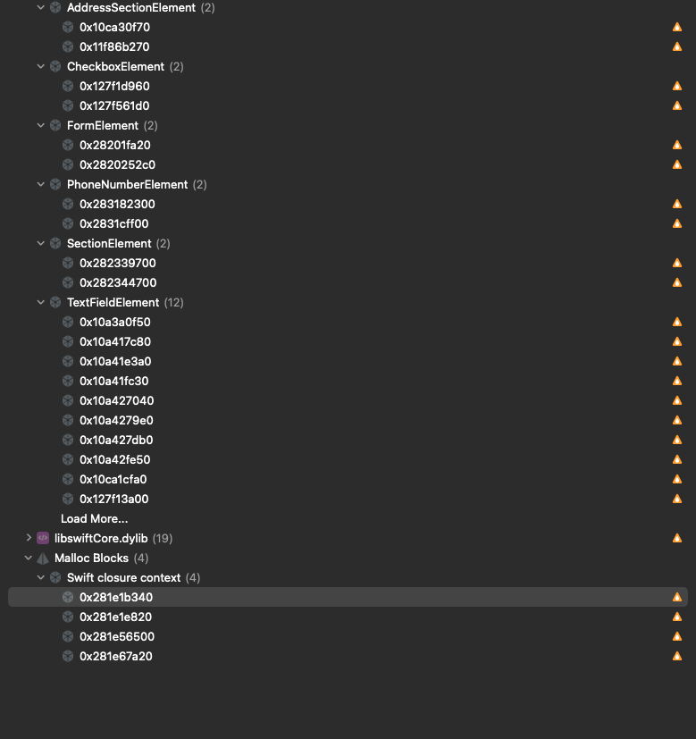 [BUG] Trying to use Address component in SwiftIUI. Getting memory leak. · Issue #2101 · stripe ...