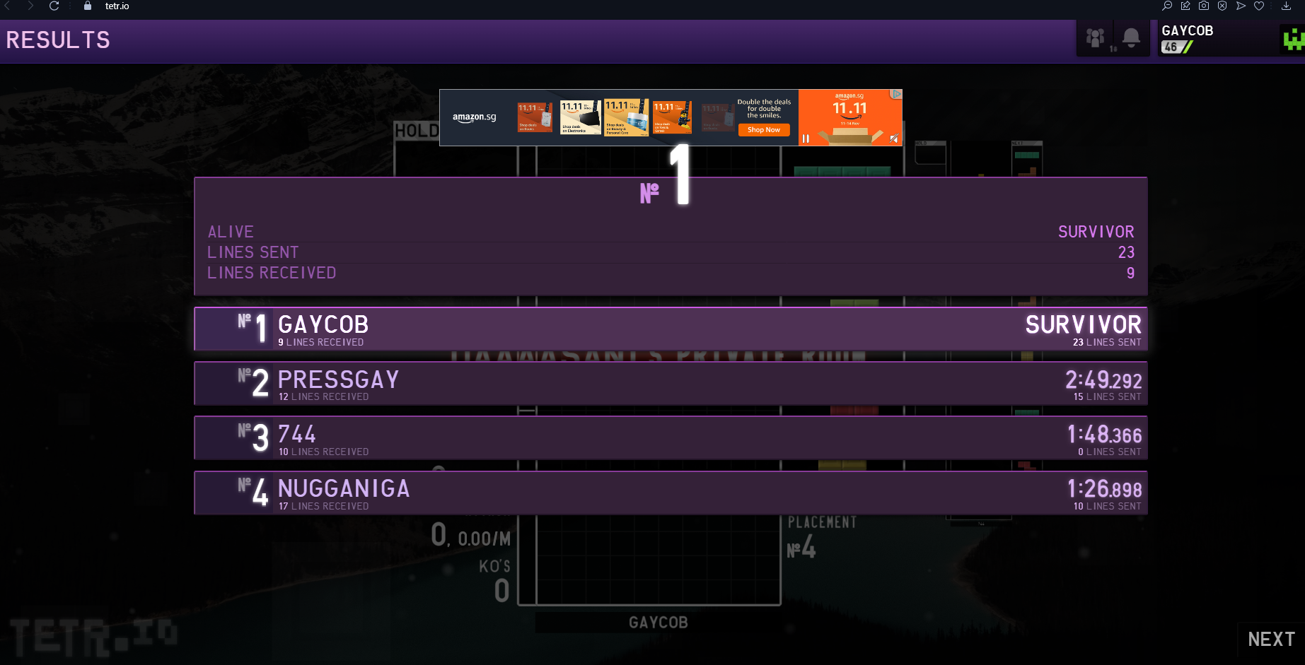 If an online match is ended after losing mid-match and entering zen mode, but then started again ...