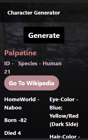 GitHub - Carethajrat/Random-Character-Generator: Random Star Wars Character Generator using jQuery.