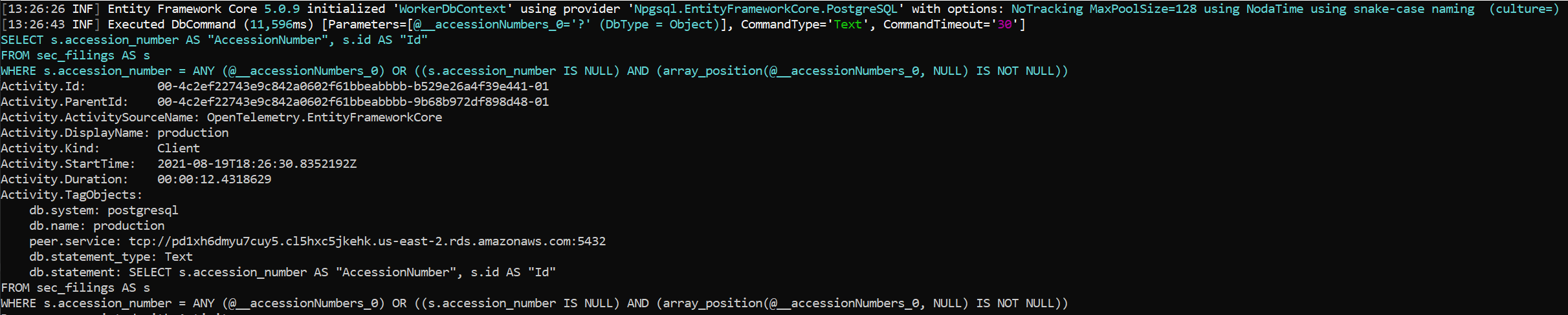 It appears a query with IEnumerable.Contains in the filter predicate triggers a full table scan ...